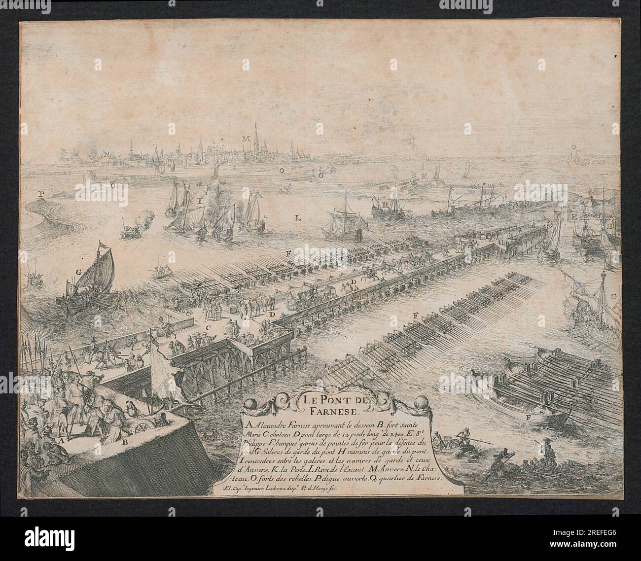 De schipbrug van Parma over de Schelde 1665–1708 by Romeyn de Hooghe ...