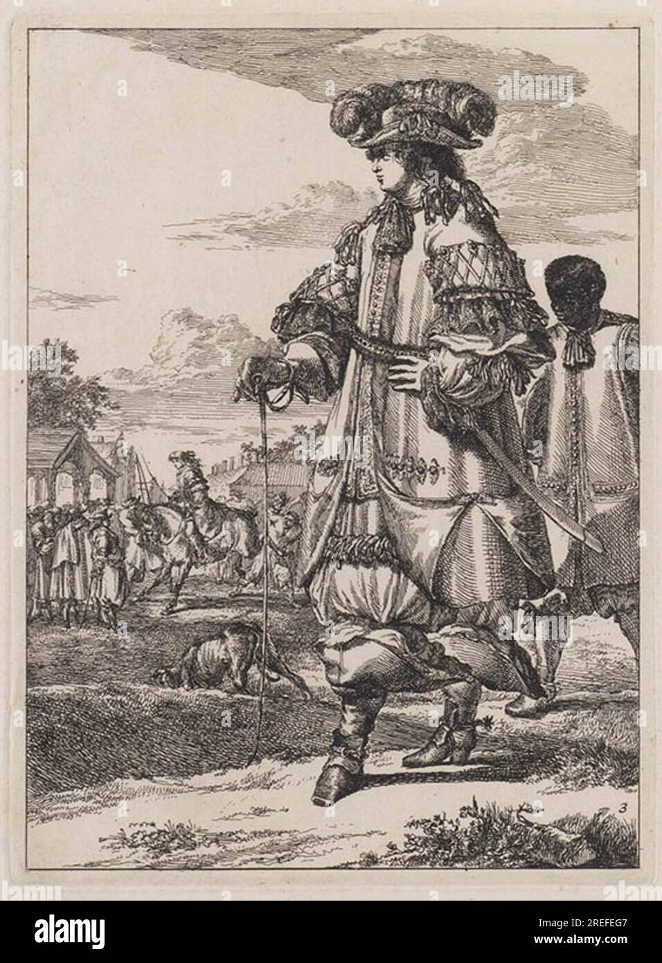 Figures à la mode, Captain with African Servant circa 1700 by Romeyn de ...