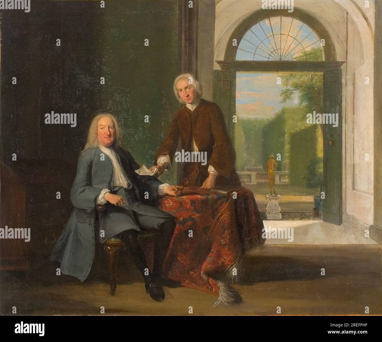 Portrait of two men in an interior 1727 by Cornelis Troost Stock Photo ...