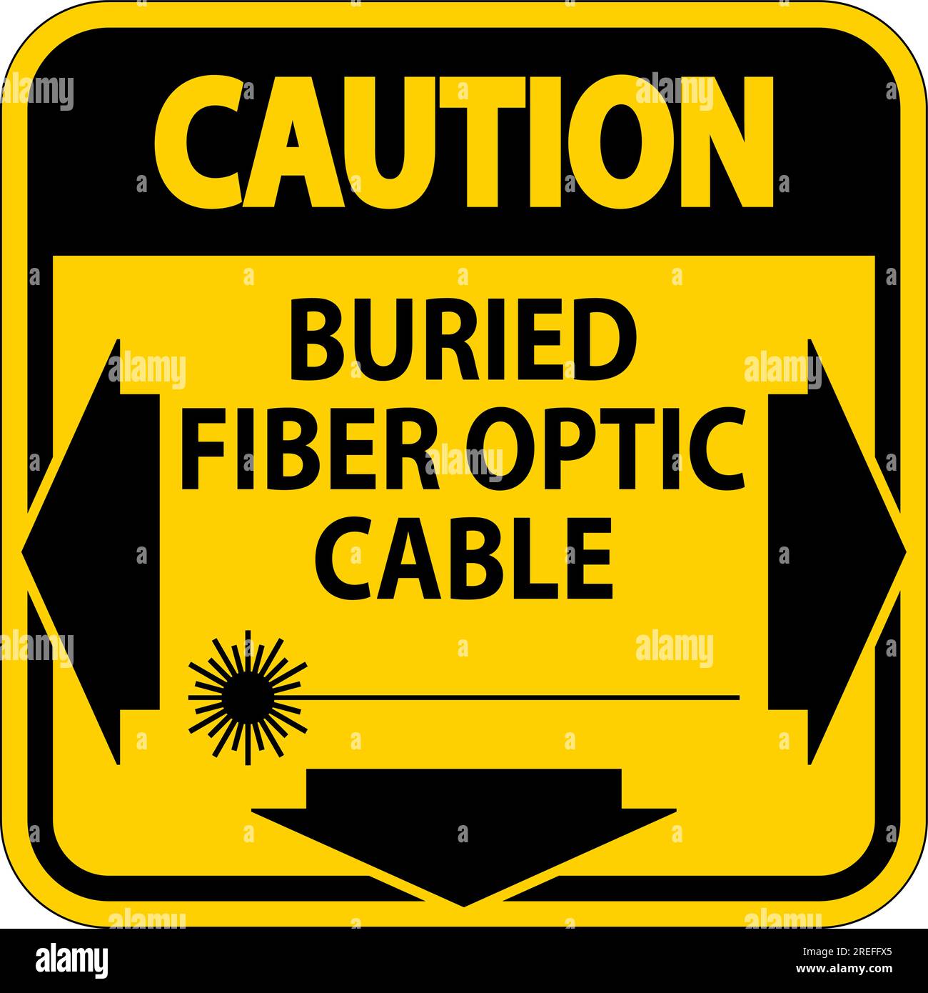 Caution First Sign, Buried Fiber Optic Cable Stock Vector Image & Art ...