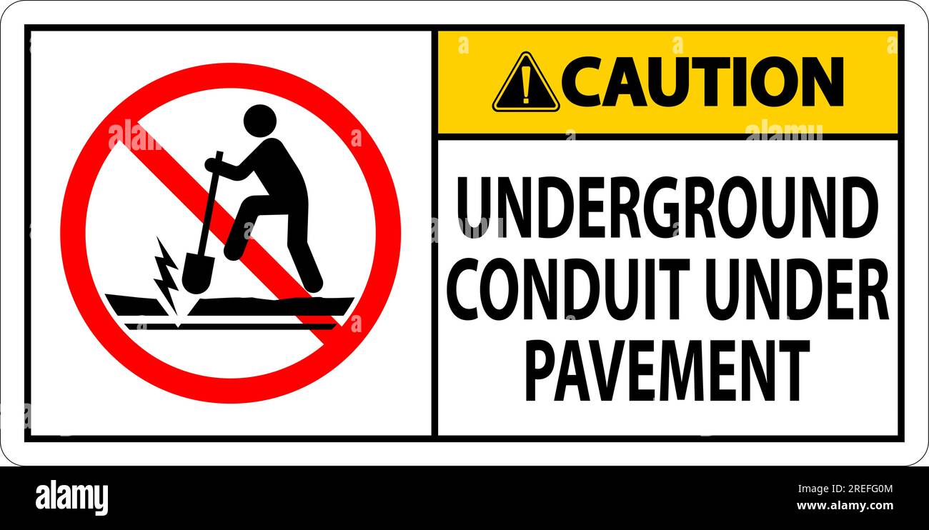 Caution Sign, Underground Conduit Under Pavement Stock Vector Image ...