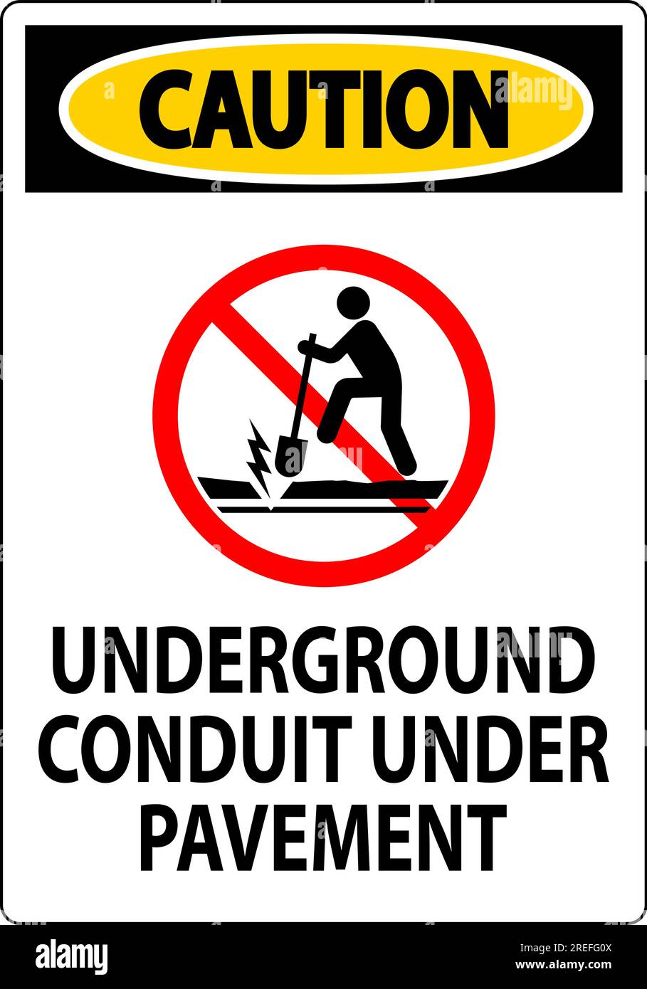 Caution Sign, Underground Conduit Under Pavement Stock Vector Image ...