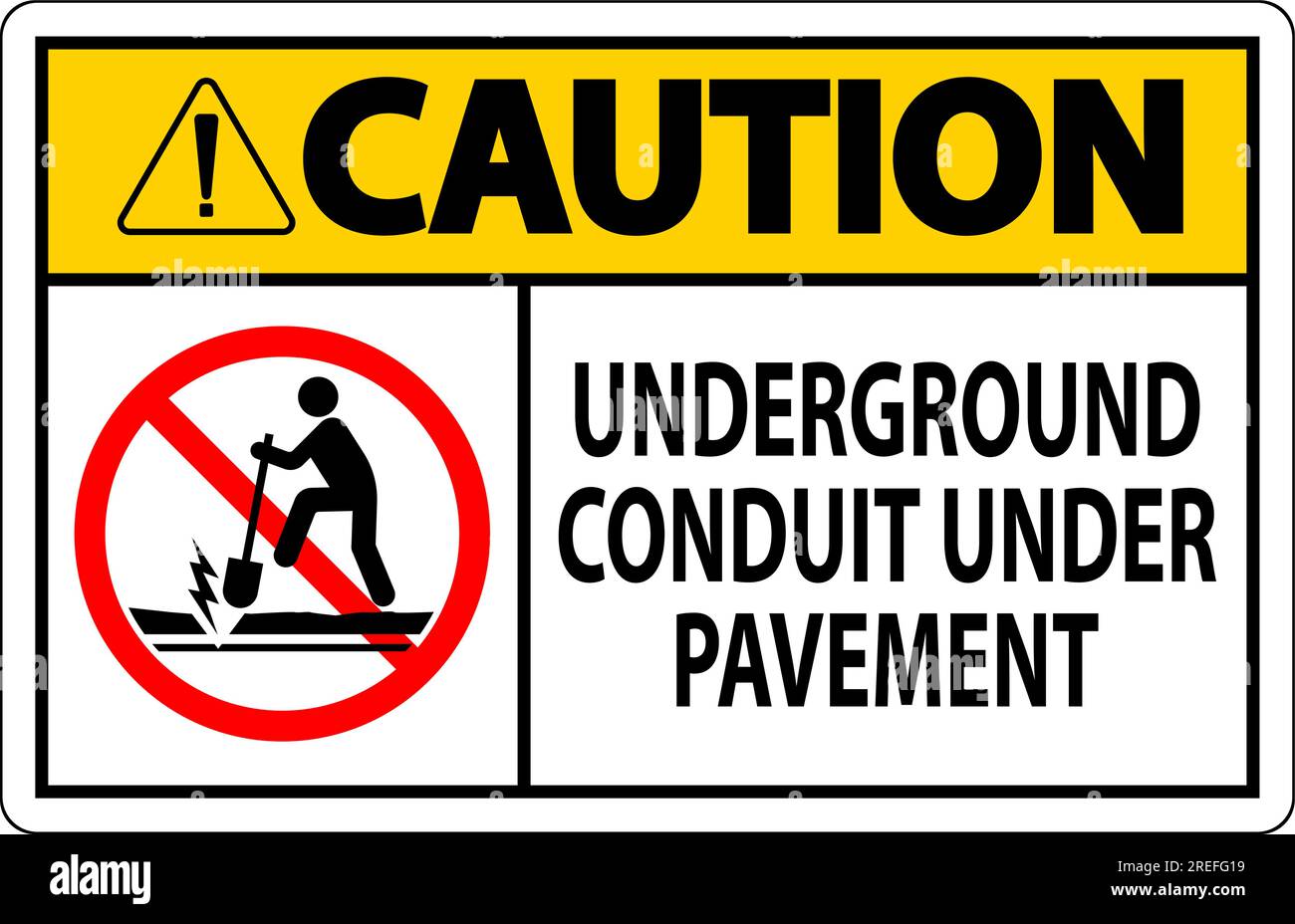 Caution Sign, Underground Conduit Under Pavement Stock Vector Image ...