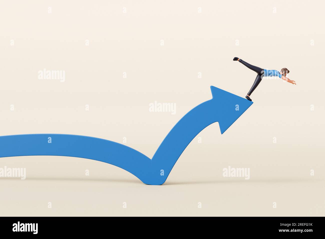 A businessman taking the plunge jumping or diving off of an opportunity ...