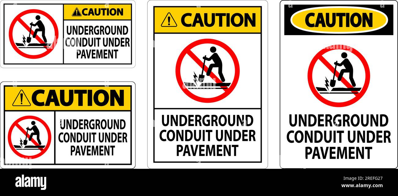 Caution Sign, Underground Conduit Under Pavement Stock Vector Image ...