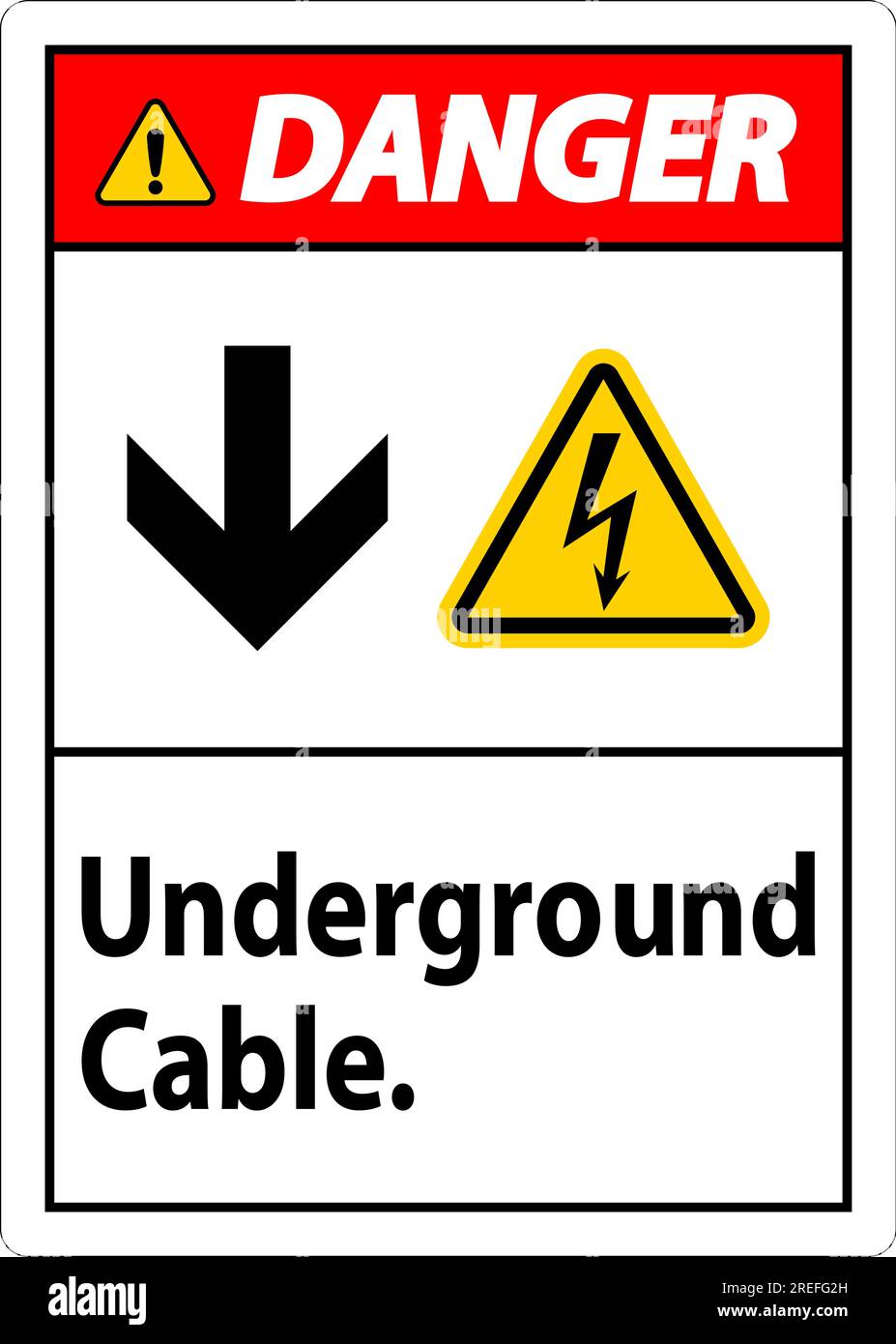 Danger Sign, Underground Cable Sign Stock Vector Image & Art - Alamy