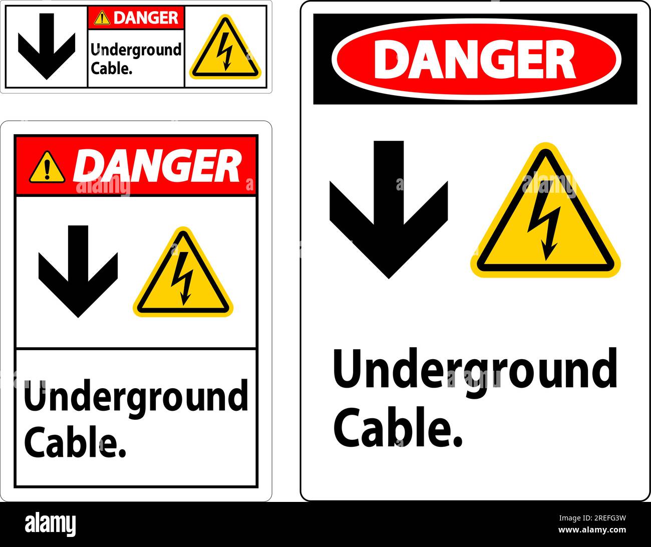Danger Sign, Underground Cable Sign Stock Vector Image & Art - Alamy