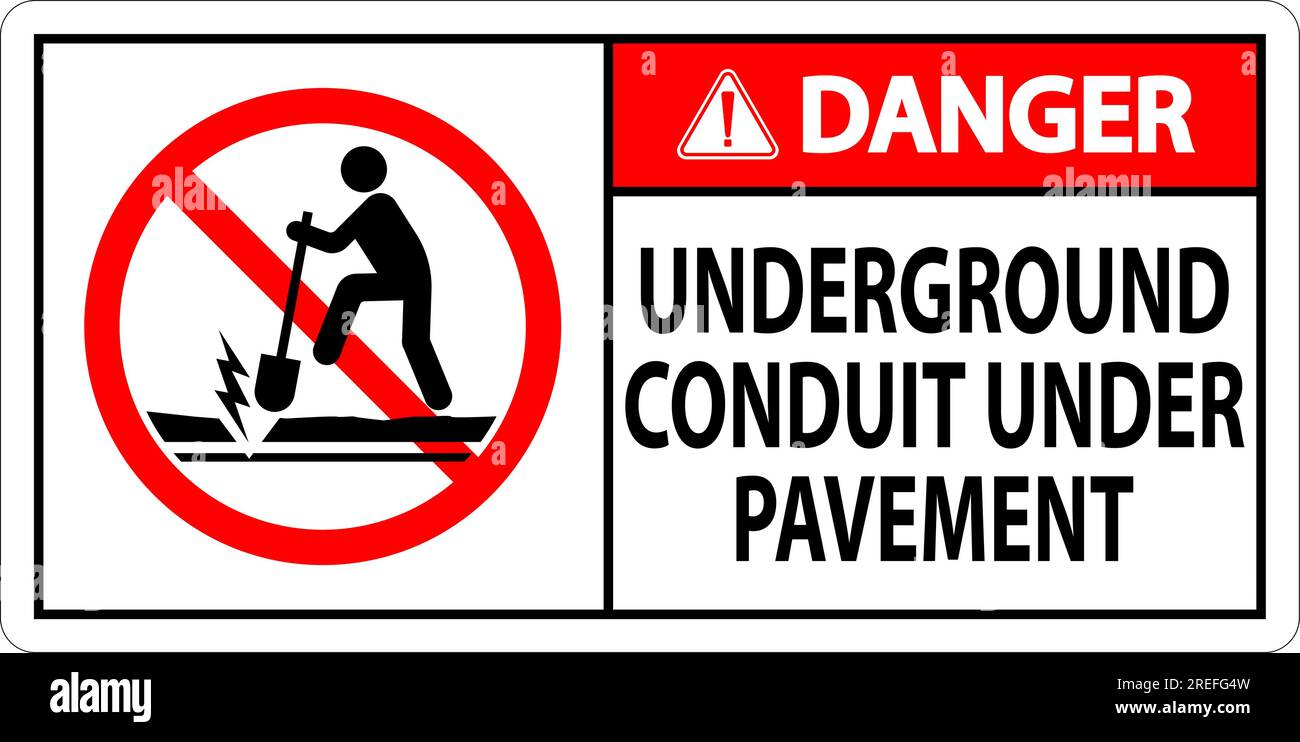 Danger Sign, Underground Conduit Under Pavement Stock Vector Image ...