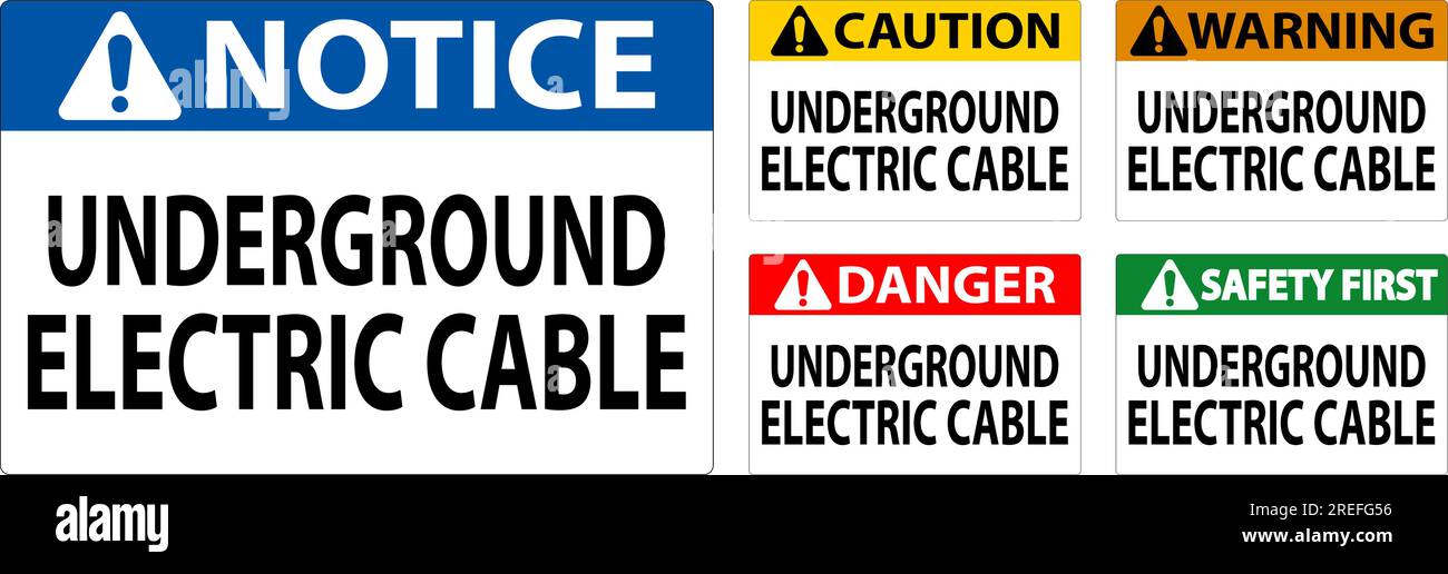 Caution Sign, Underground Electric Cable Stock Vector Image & Art - Alamy