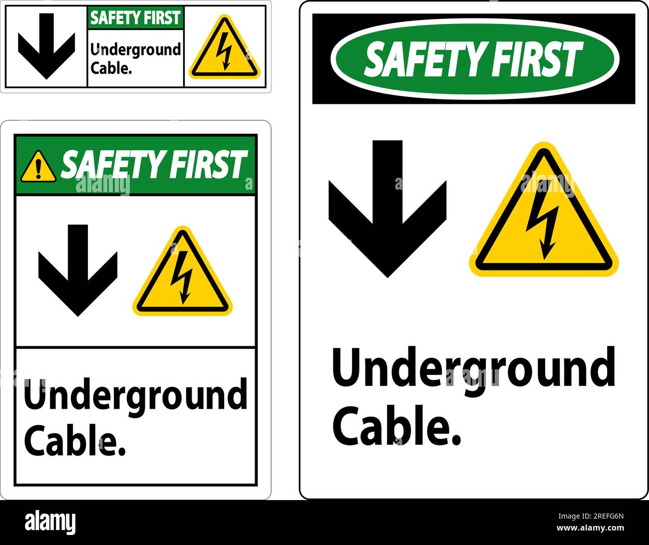 Safety First Sign, Underground Cable Sign Stock Vector Image & Art - Alamy