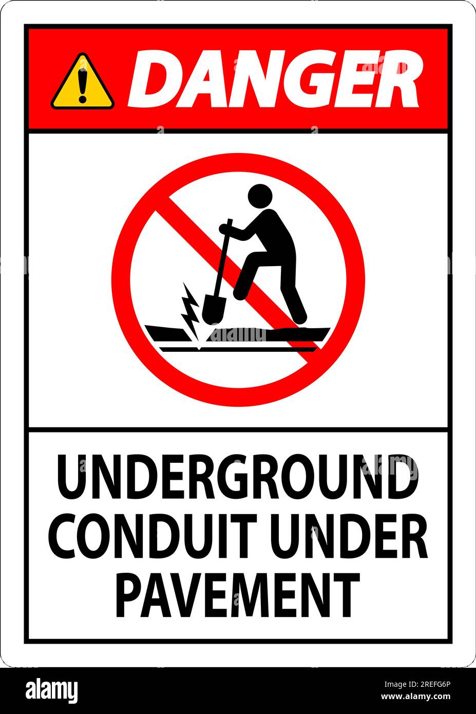 Danger Sign, Underground Conduit Under Pavement Stock Vector Image ...