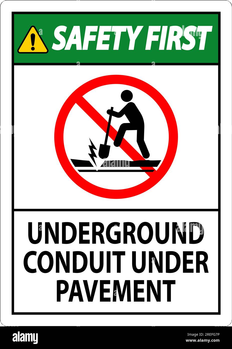 Safety First Sign, Underground Conduit Under Pavement Stock Vector ...