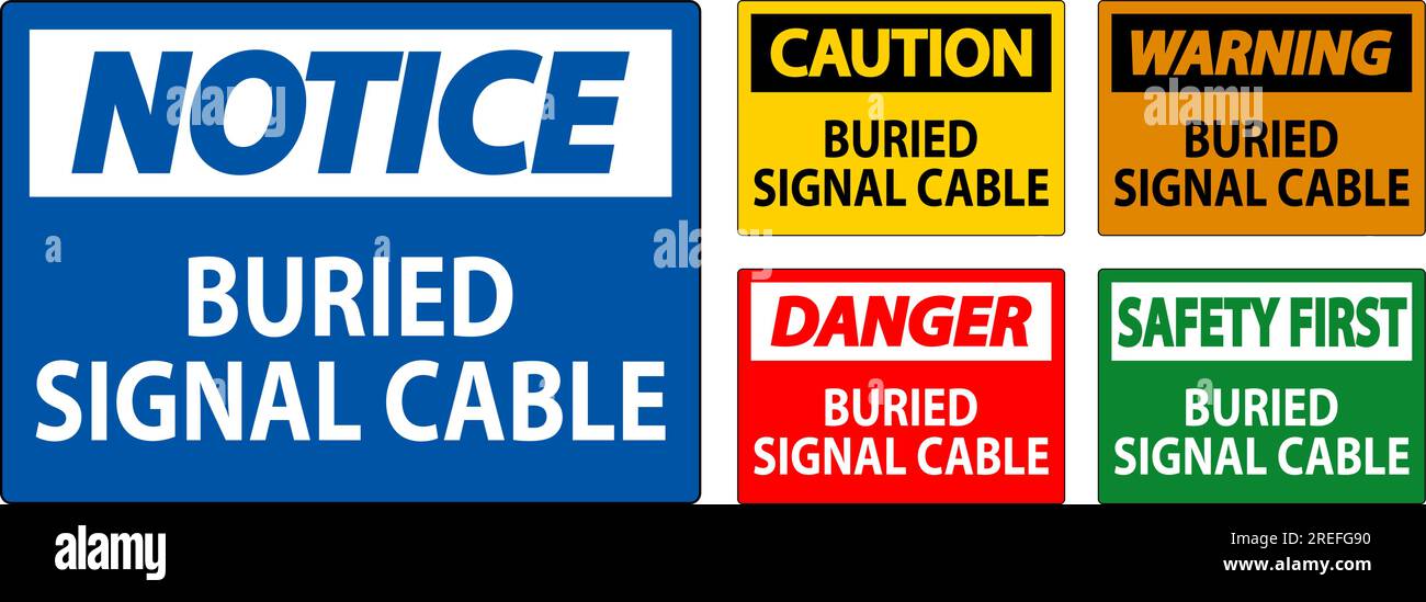 Danger Sign, Buried Signal Cable Sign Stock Vector Image & Art - Alamy