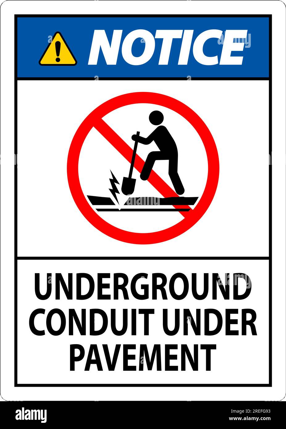 Notice Sign, Underground Conduit Under Pavement Stock Vector Image ...