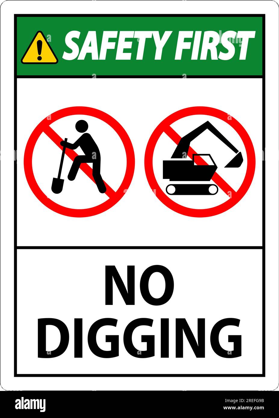 Safety First Sign, No Digging Sign Stock Vector Image & Art - Alamy