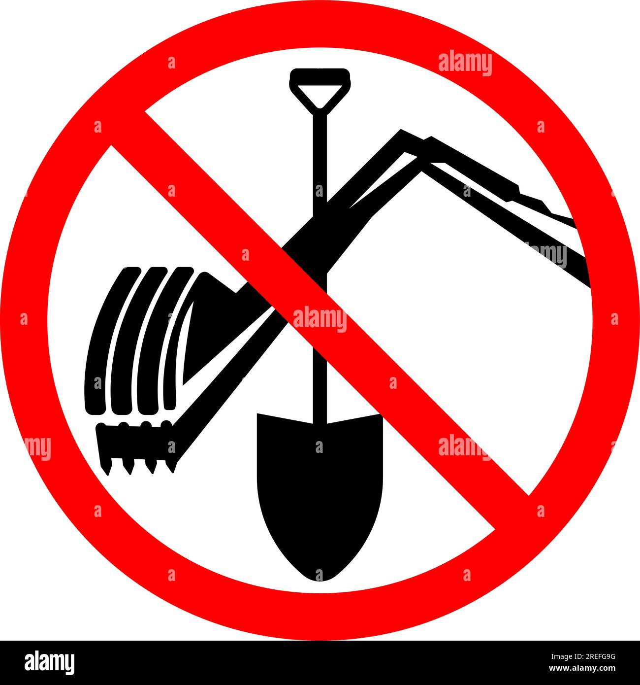 No Digging Sign, No Digging Spade and Crane Symbol Stock Vector Image ...
