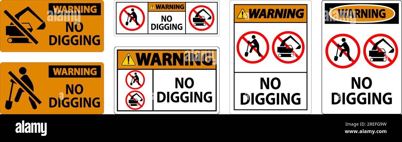 Warning Sign, No Digging Sign Stock Vector Image & Art - Alamy