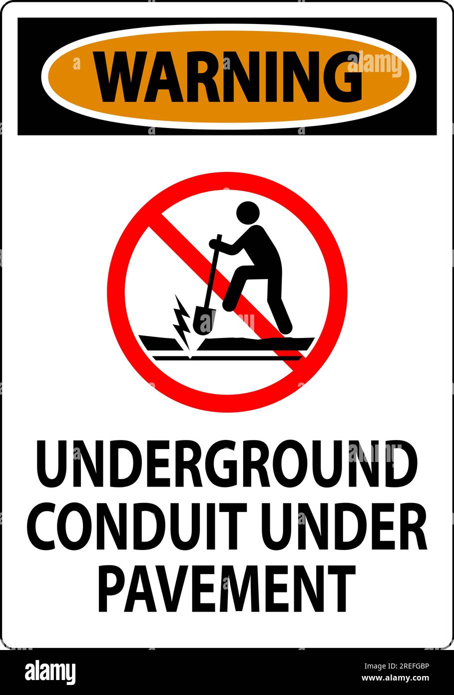Warning Sign, Underground Conduit Under Pavement Stock Vector Image ...