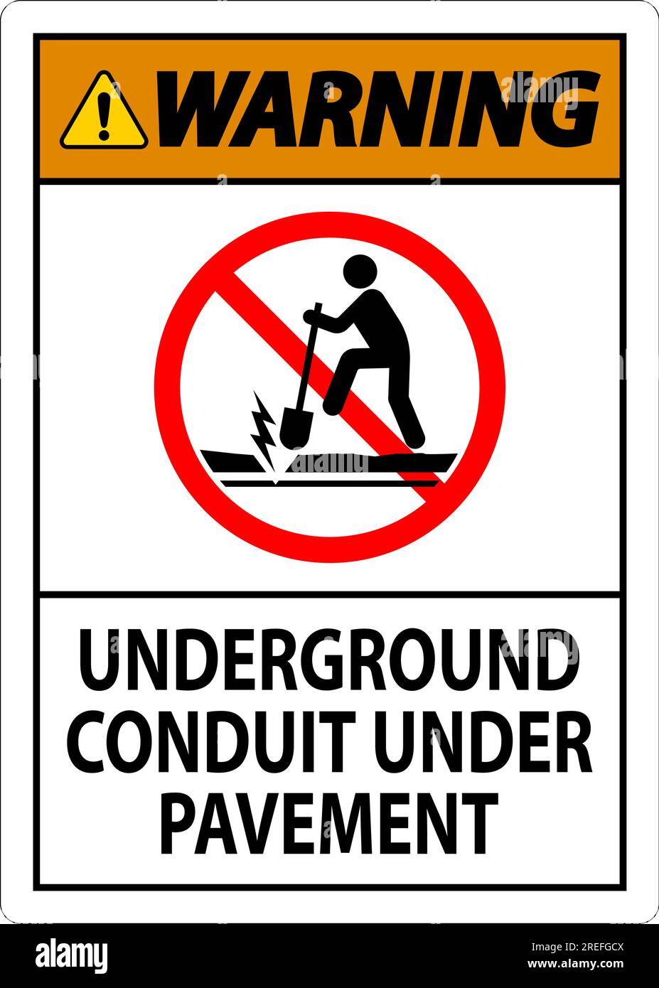 Warning Sign, Underground Conduit Under Pavement Stock Vector Image ...