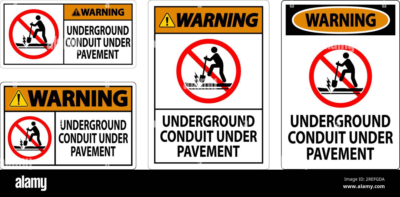 Warning Sign, Underground Conduit Under Pavement Stock Vector Image ...