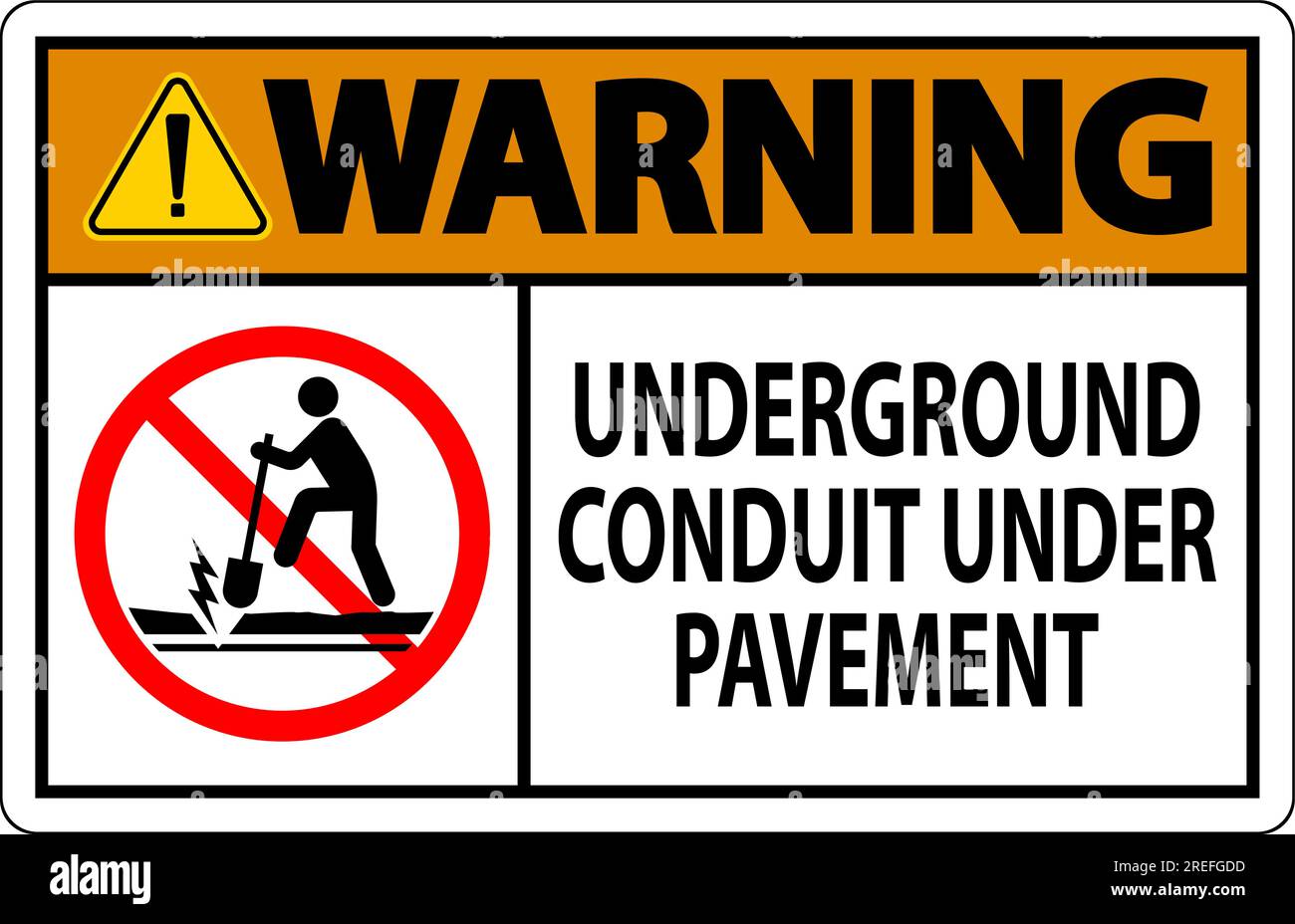 Warning Sign, Underground Conduit Under Pavement Stock Vector Image ...