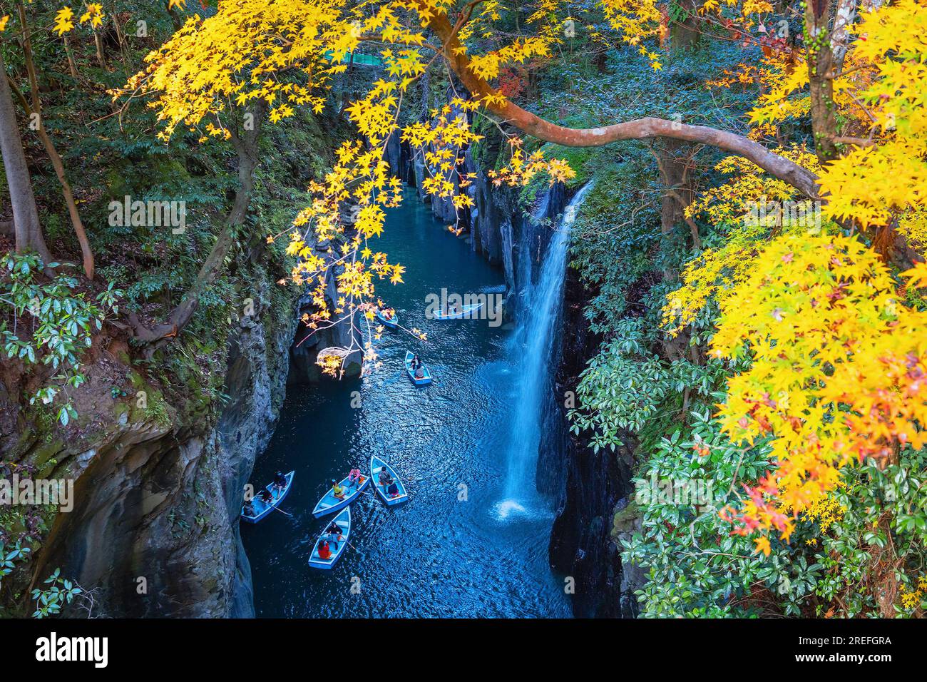 Miyazaki, Japan - Nov 24 2022: Takachiho Gorge is a narrow chasm cut ...