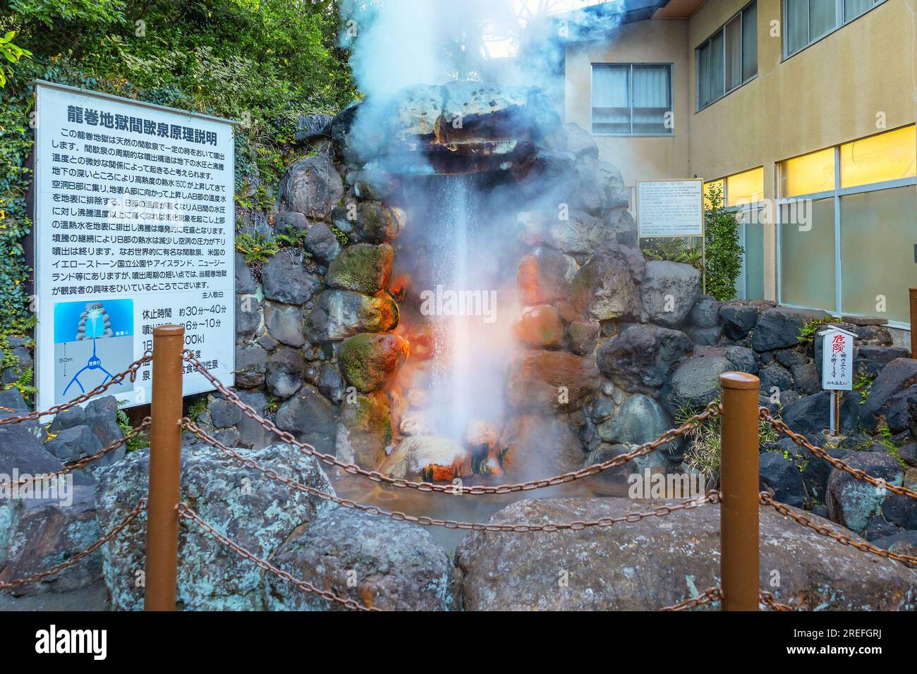 Beppu, Japan - Nov 25 2022: Tatsumaki Jigoku hot spring in Beppu, Oita ...