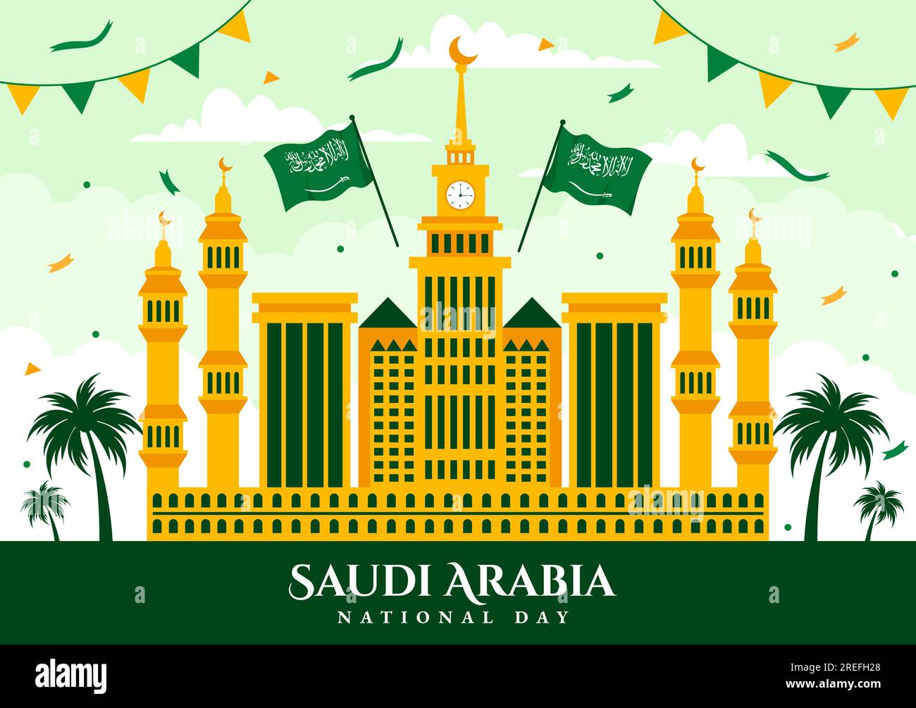 Happy Saudi Arabia National Day Vector Illustration on September 23 ...