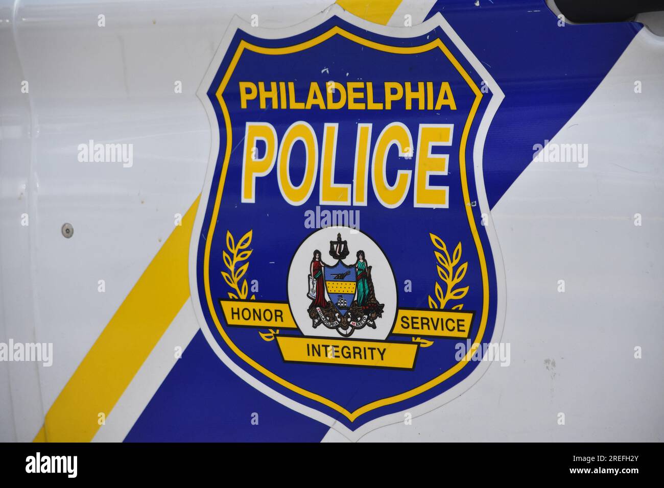 Philadelphia, United States. 27th July, 2023. Philadelphia police logo ...