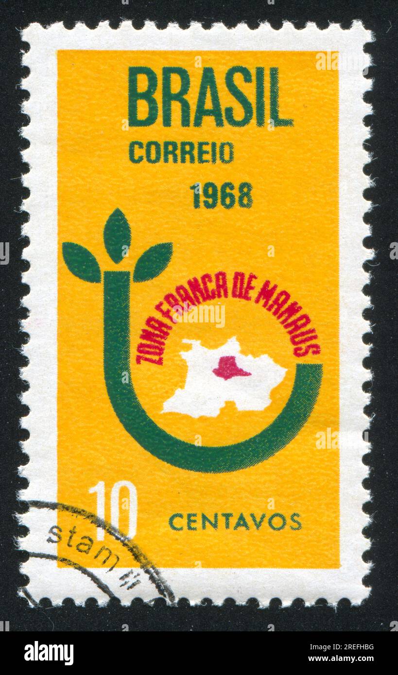 BRAZIL - CIRCA 1968: stamp printed by Brazil, shows Map of Brazil ...