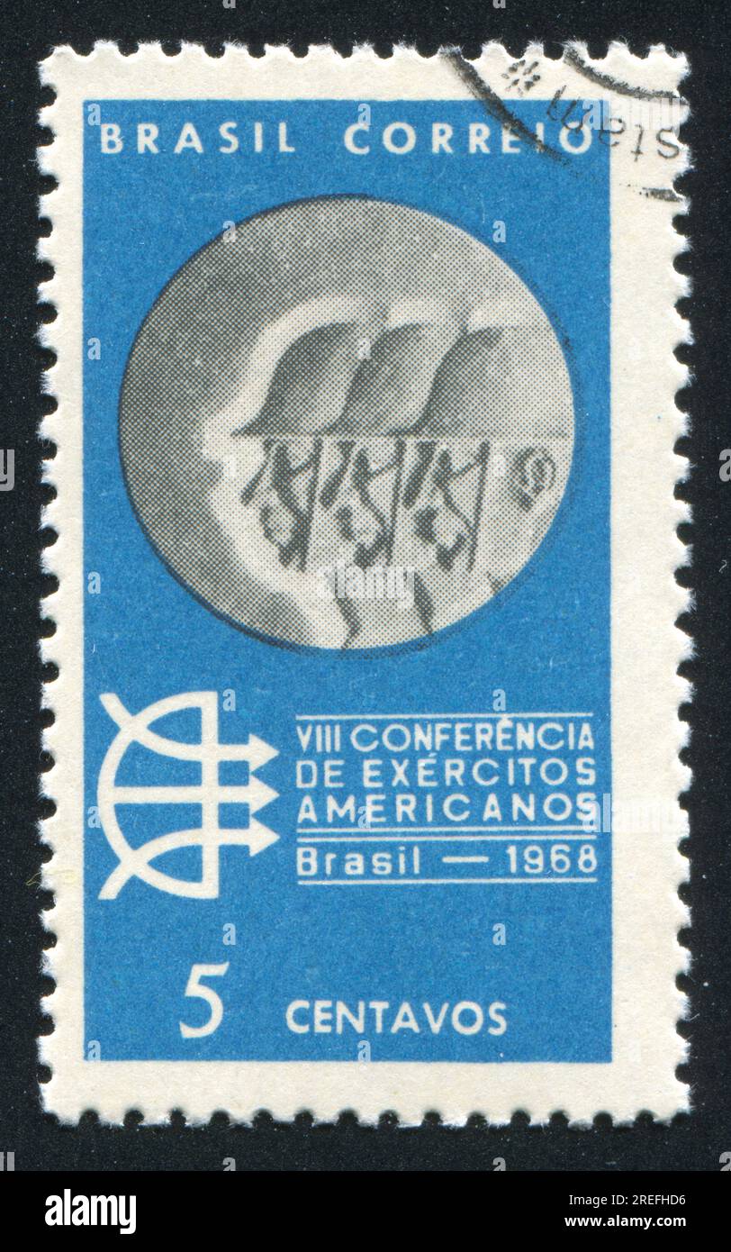 BRAZIL - CIRCA 1968: stamp printed by Brazil, shows Soldiers Heads on ...