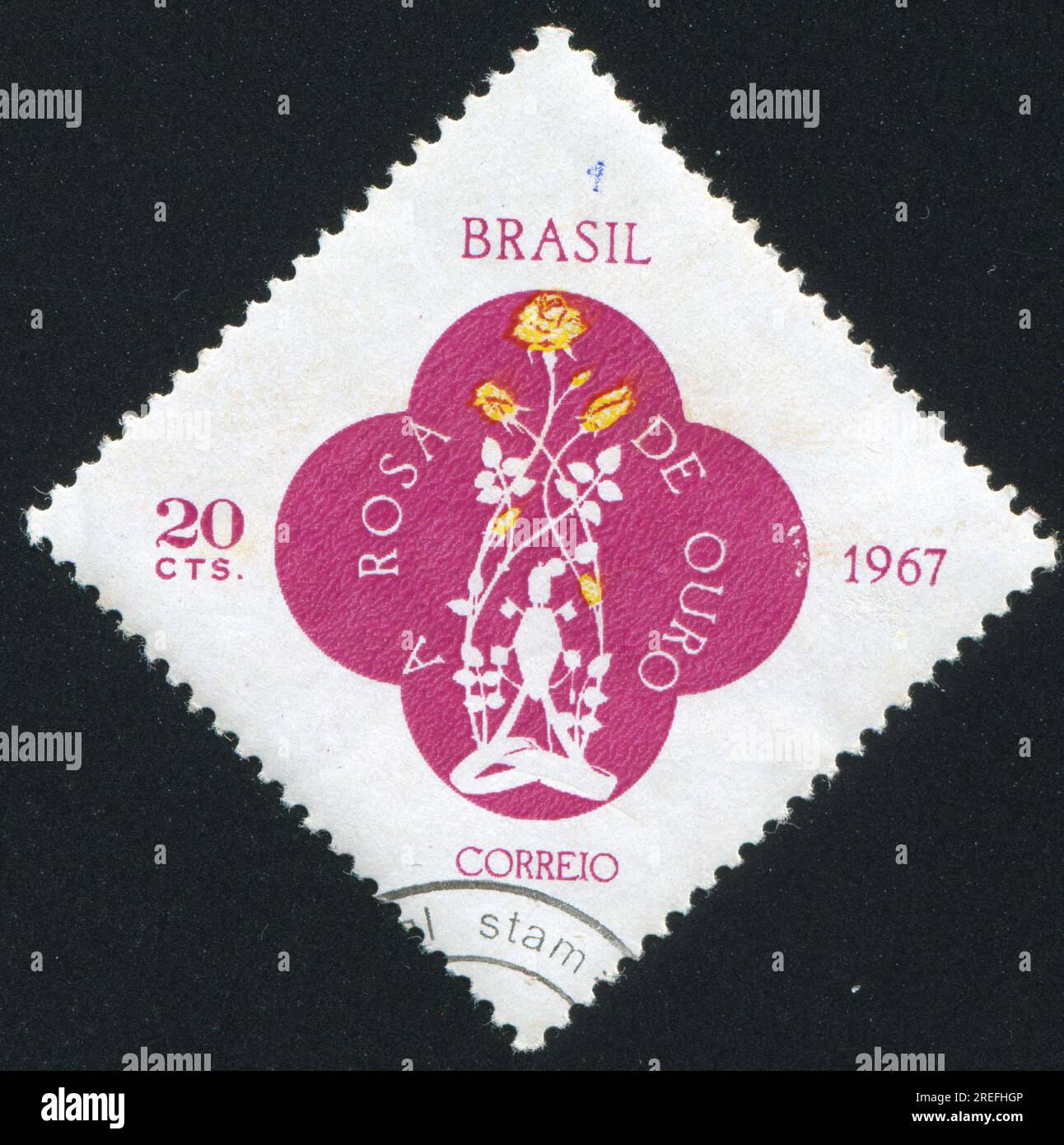 BRAZIL - CIRCA 1967: stamp printed by Brazil, shows Golden Rose and ...