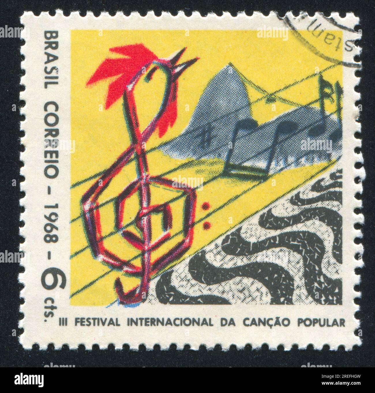 BRAZIL - CIRCA 1968: stamp printed by Brazil, shows Clef, Notes and ...