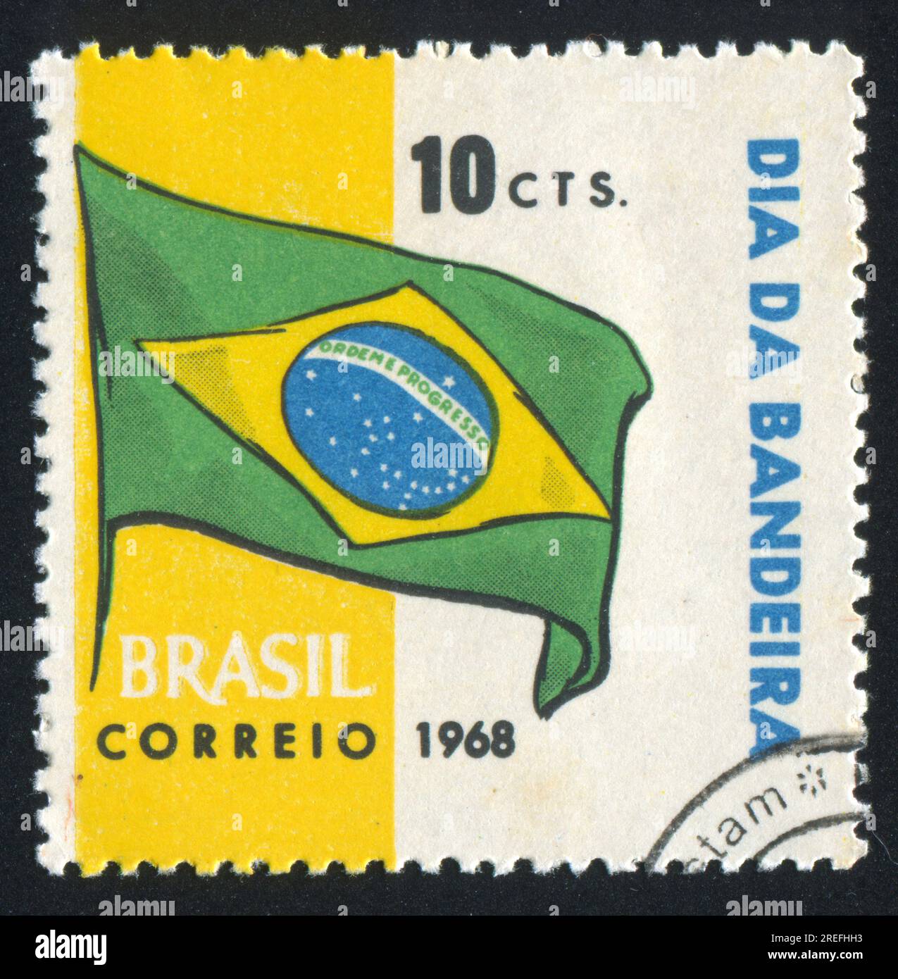 BRAZIL - CIRCA 1968: stamp printed by Brazil, shows Brazil flag, circa ...