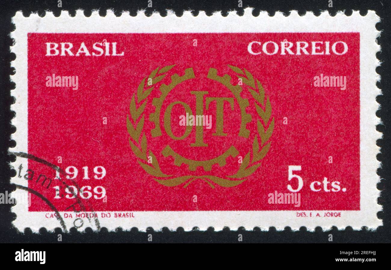 BRAZIL - CIRCA 1969: stamp printed by Brazil, shows ILO Emblem, circa ...