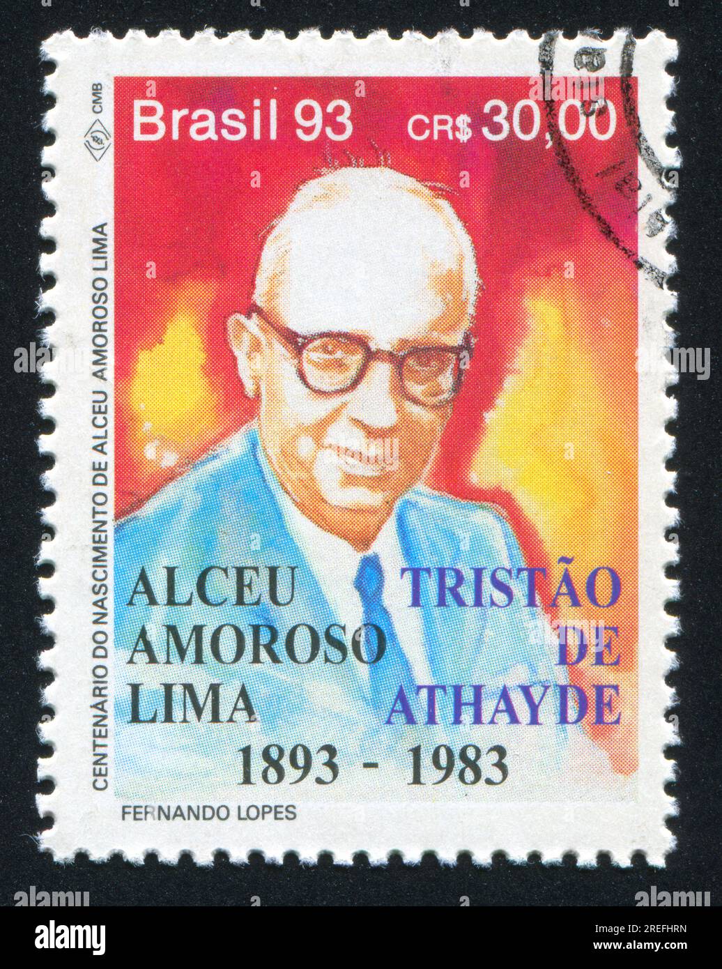 BRAZIL - CIRCA 1993: stamp printed by Brazil, shows Alceu Amoroso Lima ...