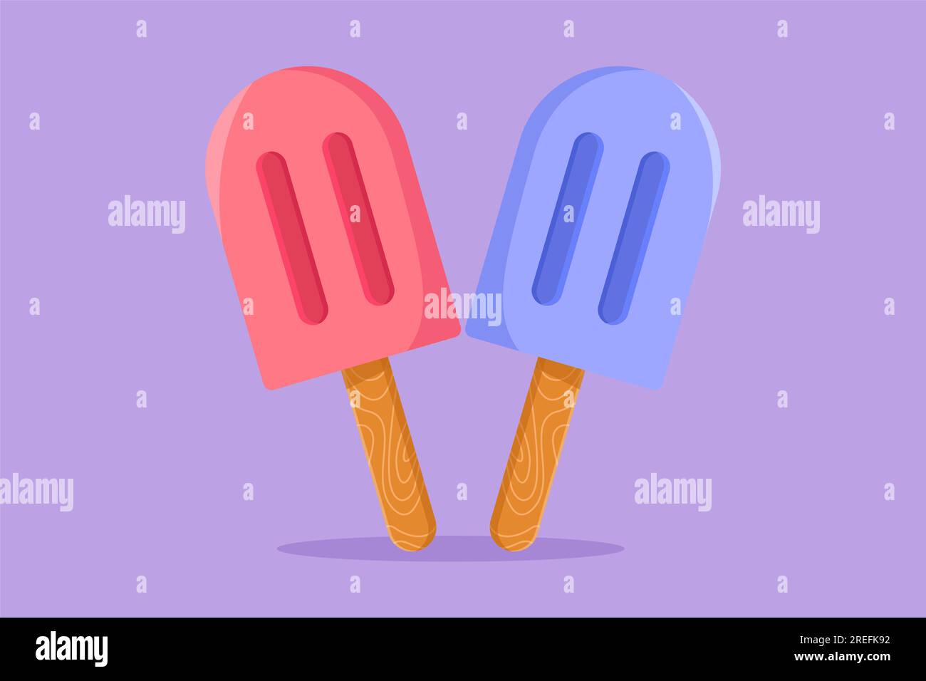 Cartoon flat style drawing fresh sweet popsicles store logo. Ice cream ...