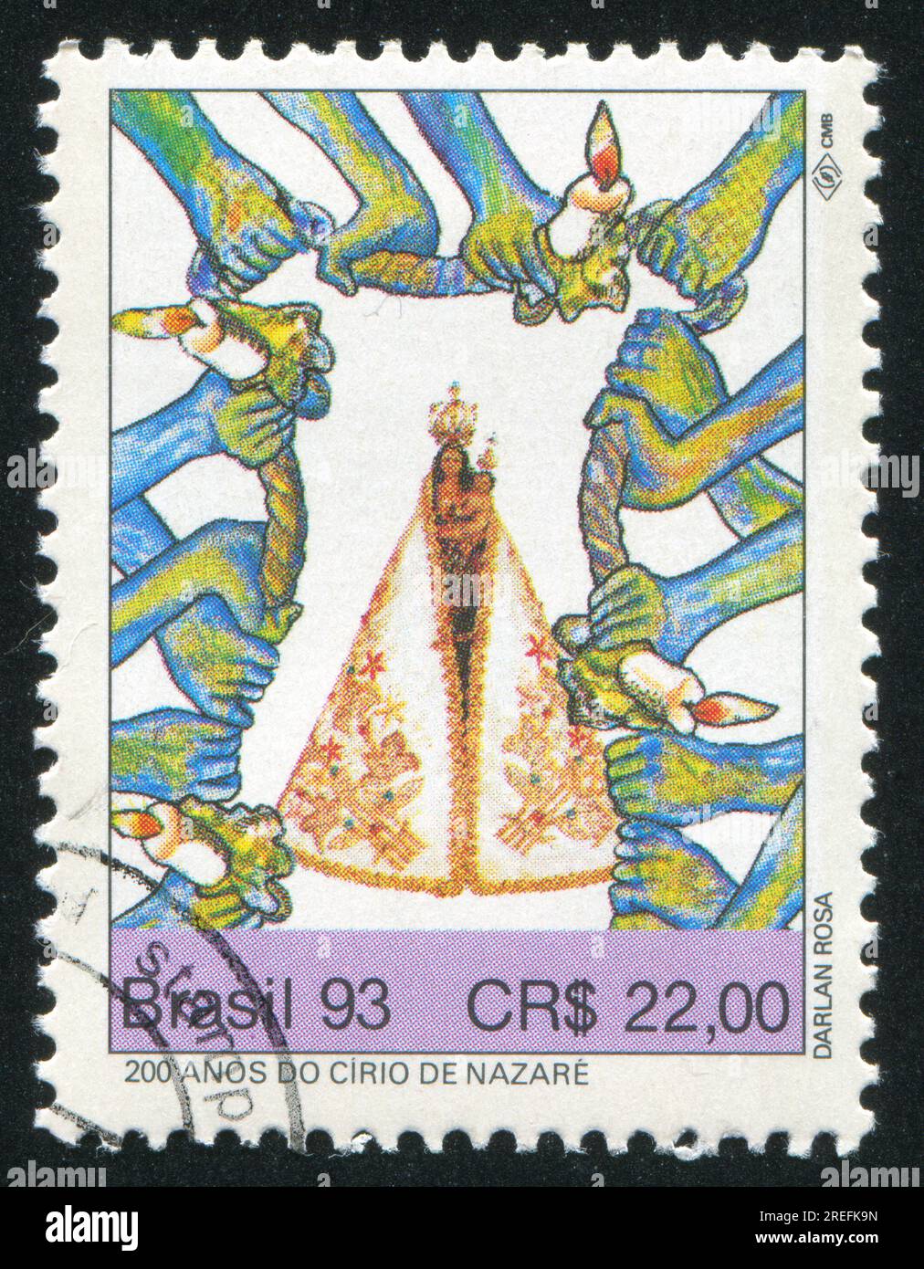 BRAZIL - CIRCA 1993: stamp printed by Brazil, shows Virgin of Nazare ...