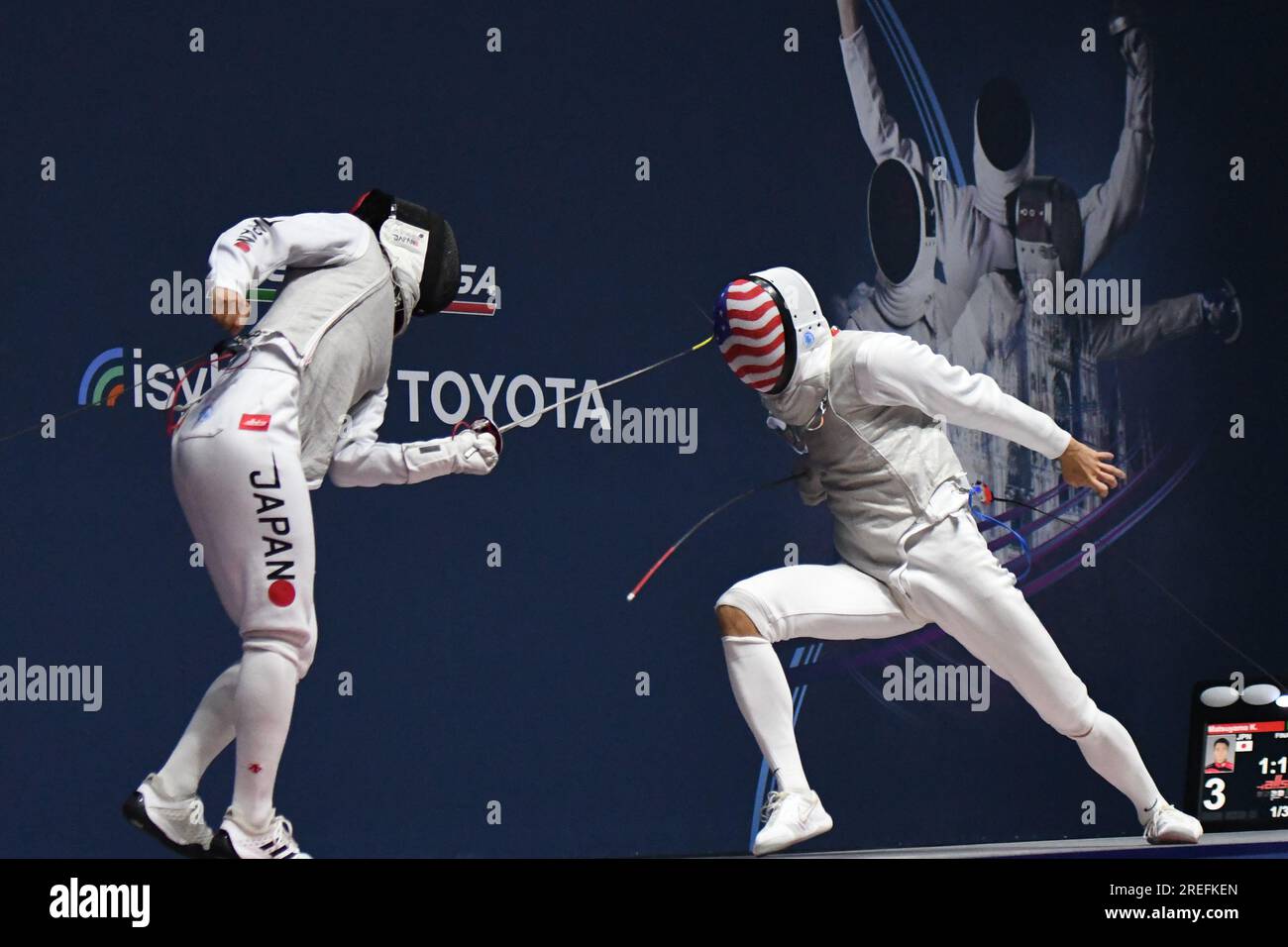 Kosuke Matsuyama of Japan (L) fights against Nick Itkin of Unites ...