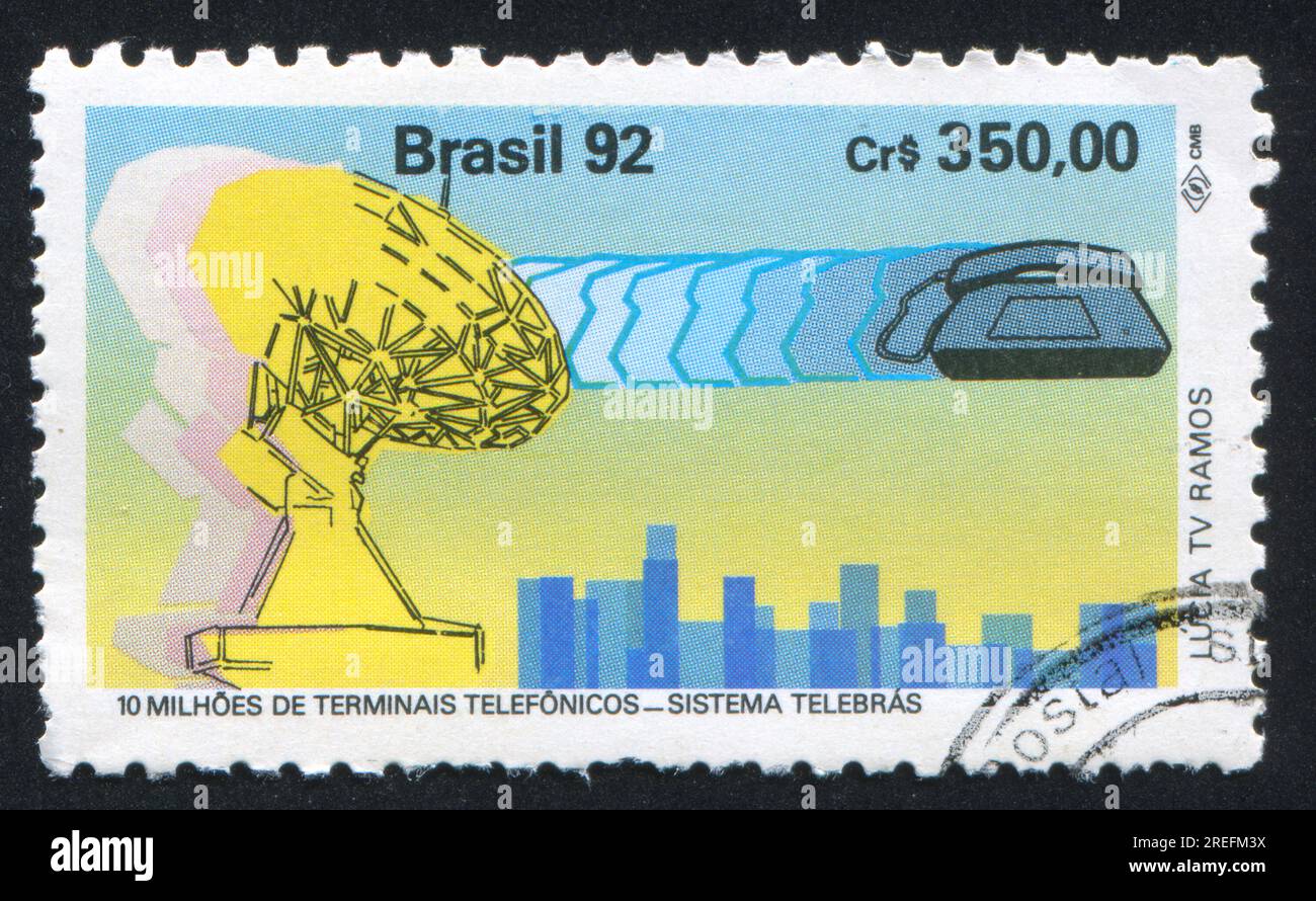 BRAZIL - CIRCA 1992: stamp printed by Brazil, shows telecommunications ...