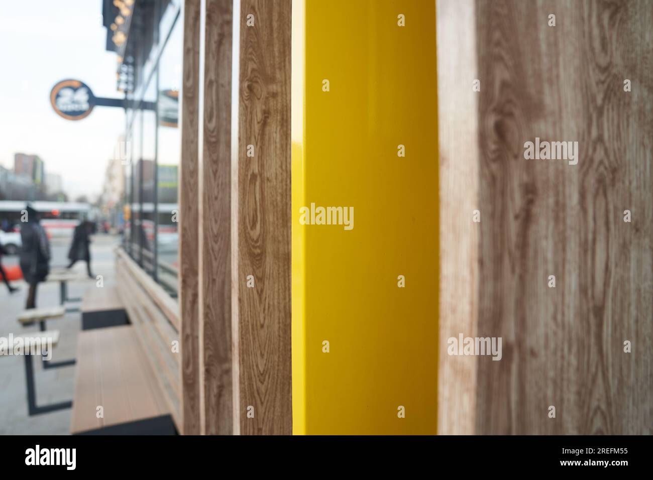 A fragment of a wall at the intersection of several natural-colored ...