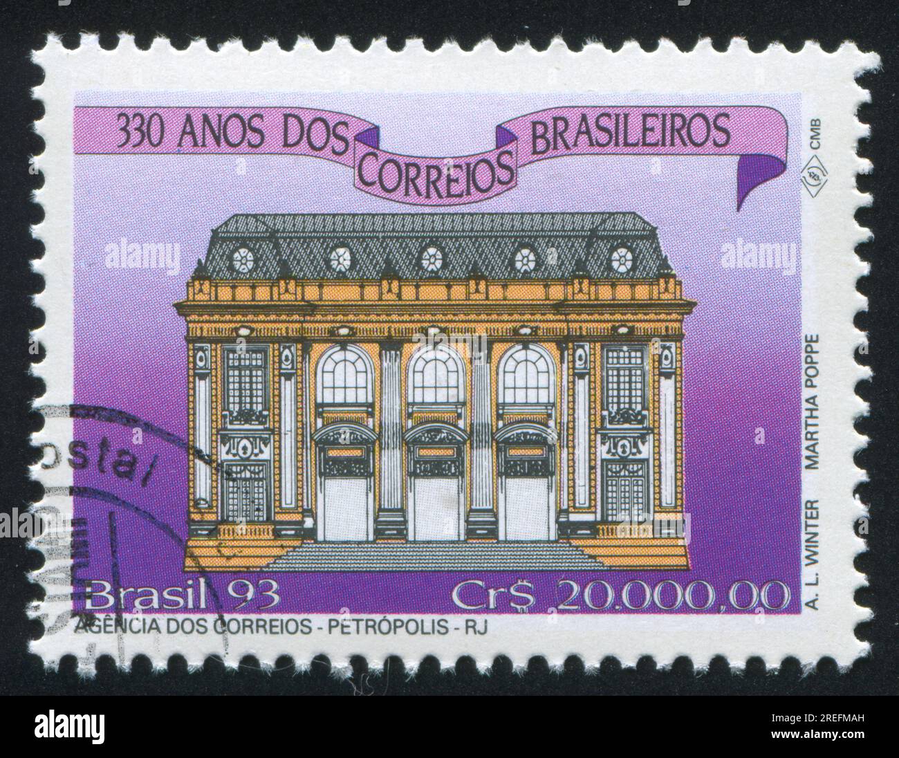 BRAZIL - CIRCA 1993: stamp printed by Brazil, shows Post Office ...