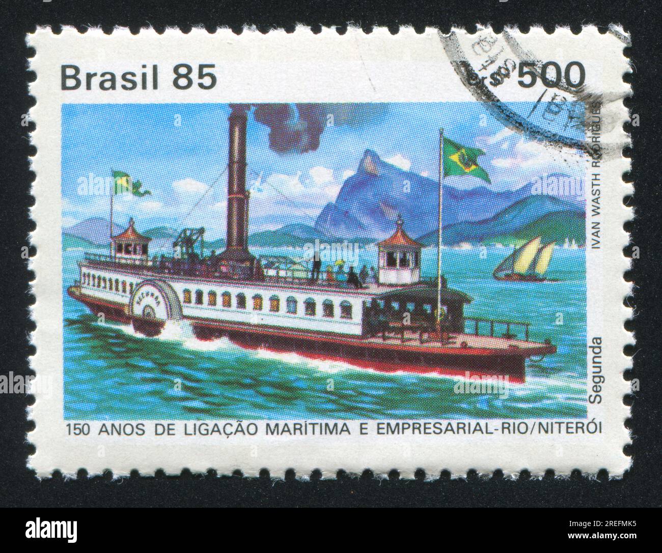 BRAZIL - CIRCA 1985: stamp printed by Brazil, shows steamboat, circa ...