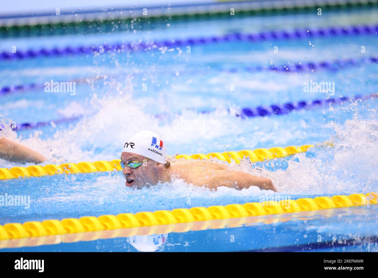 Leon MARCHAND (FRA) during the Men 200m medley final swimming event at ...