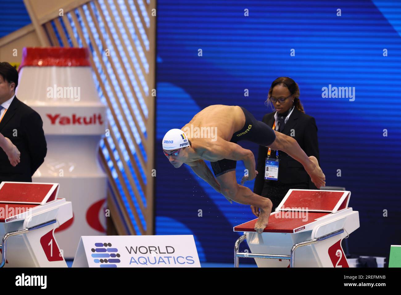 David POPOVICI (ROU) during the Men 100m freestyle final swimming event ...