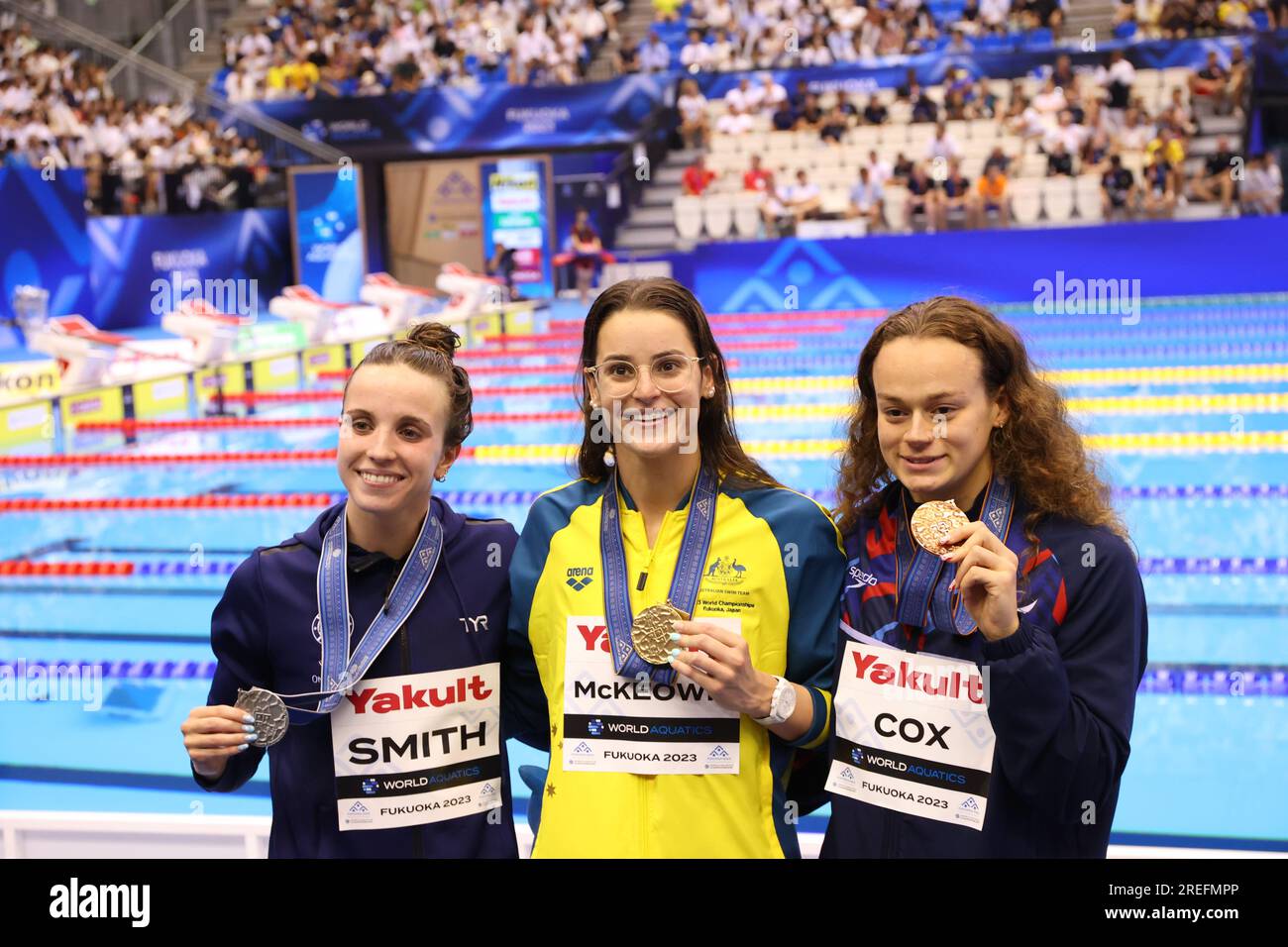Regan SMITH (USA), Kaylee MCKEOWN (AUS), Lauren COX (GBR) after the ...
