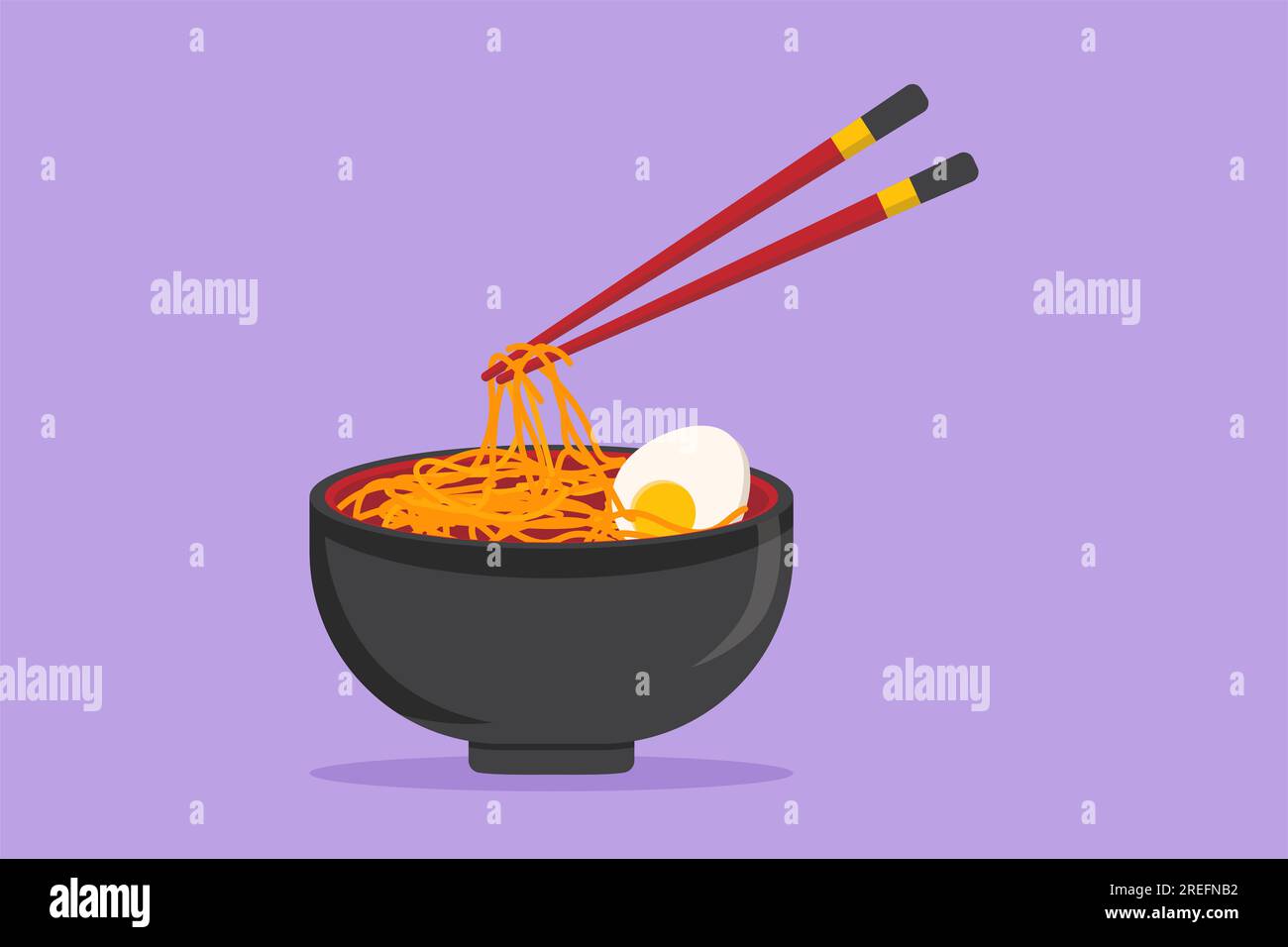 Cartoon flat style drawing fresh delicious Japanese ramen restaurant ...