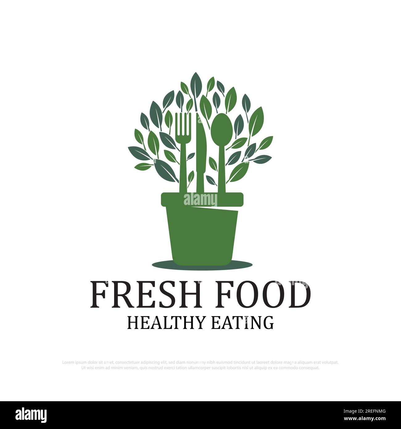 Fresh food logo design vector,health organic plants growing in the pots ...