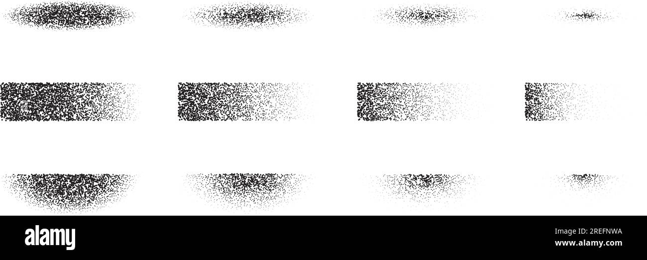 Set of textured gradient shadow shapes. Fading stippled shade design ...