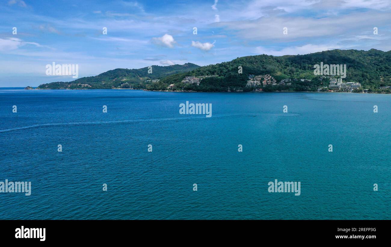 Aerial view of sea front hotels and apartments and in Patong beach ...